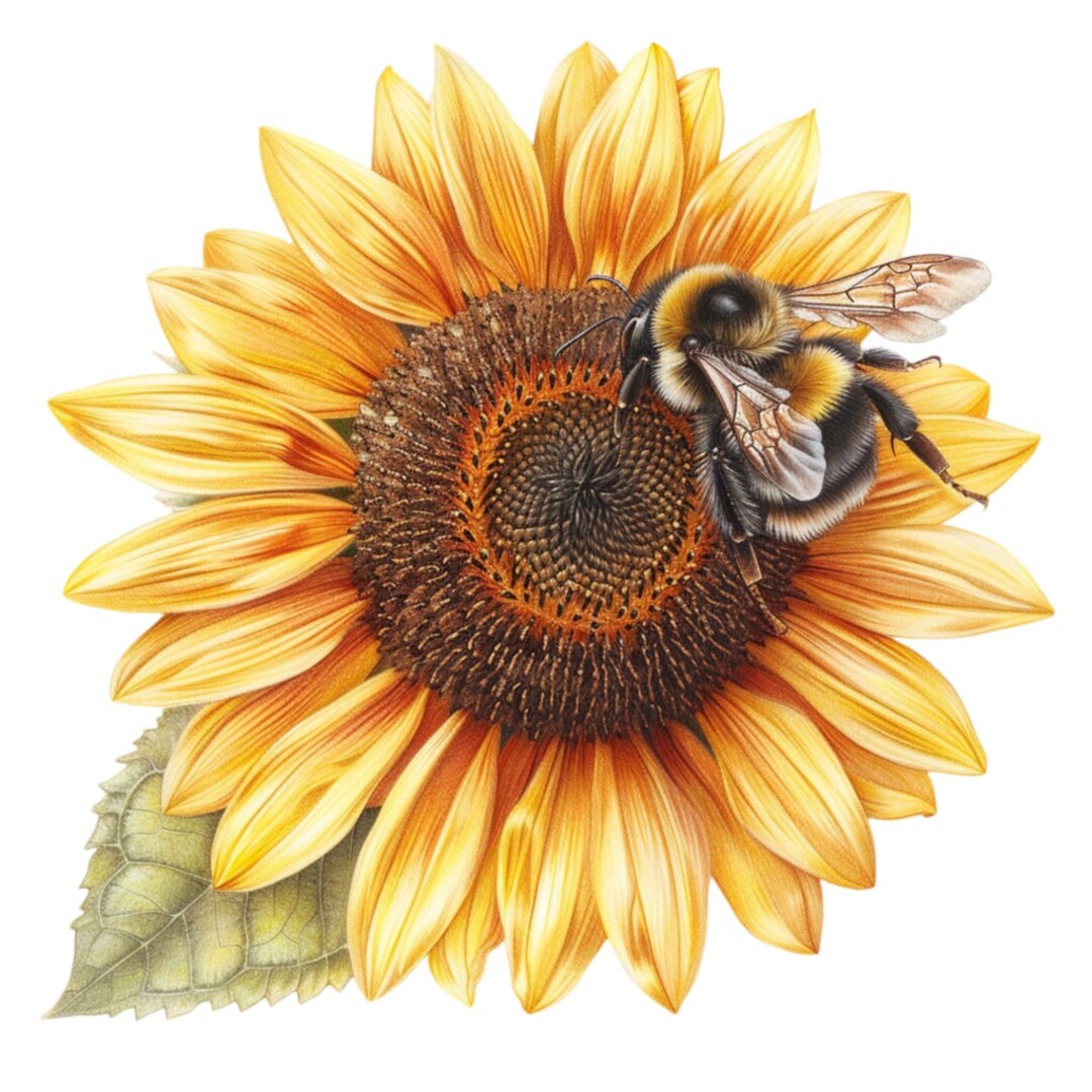 Bee on a Sunflower Clipart Bundle, 16 High-quality JPG, Craft Art, Card Making, Clip Art ...