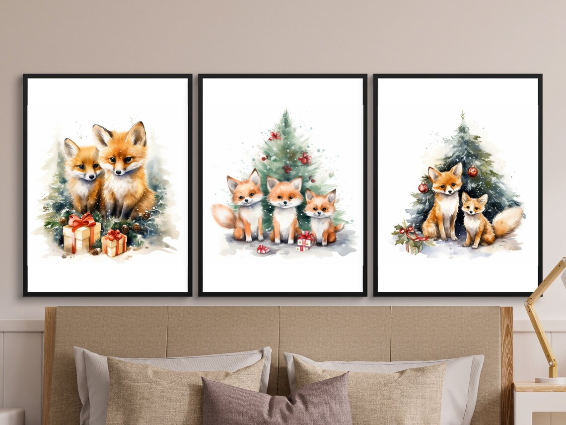13 Fox Friends Christmas Tree Clipart Bundle High-quality - Etsy
