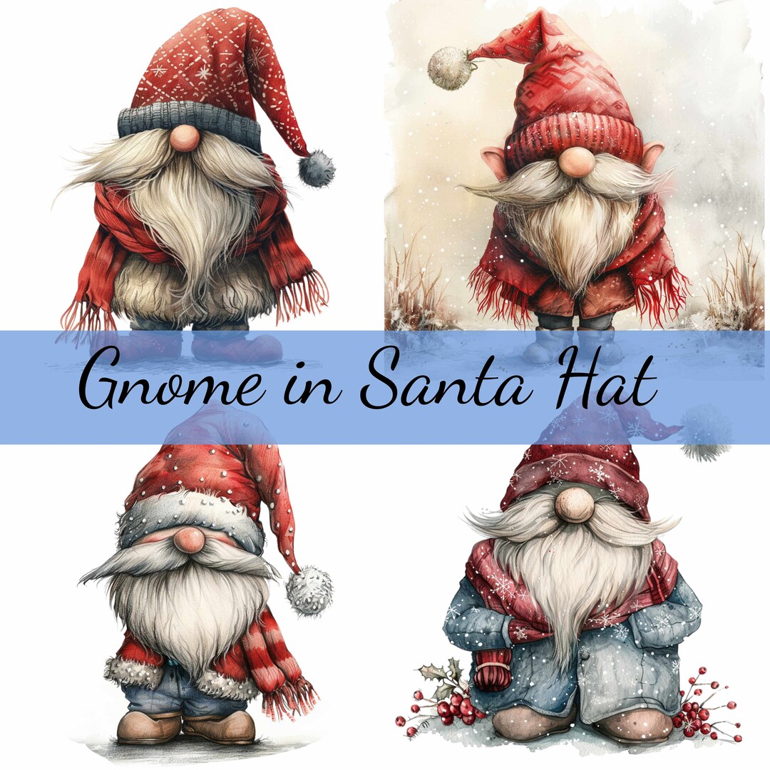 16 Santa Christmas Gnome Clipart Bundle, 16 High-quality JPG, Craft Art ...
