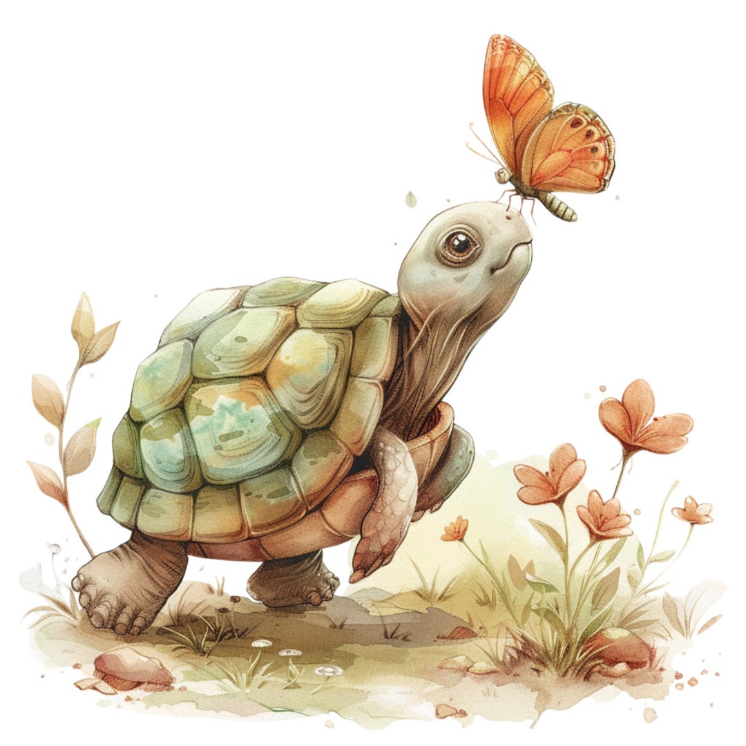 Turtle and Butterfly Clipart Bundle, 15 High-quality JPG, Craft Art ...