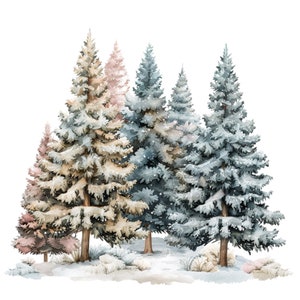 16 Winter Pines Christmas Trees Clipart Bundle, 16 High-quality JPG ...