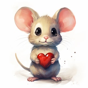 12 Heart Mouse Clipart Bundle, High-quality JPG, Craft Art, Card Making ...