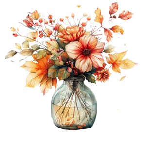 Autumn Leaves Fall Flower Bouquet Clipart Bundle, 16 High-quality JPG ...