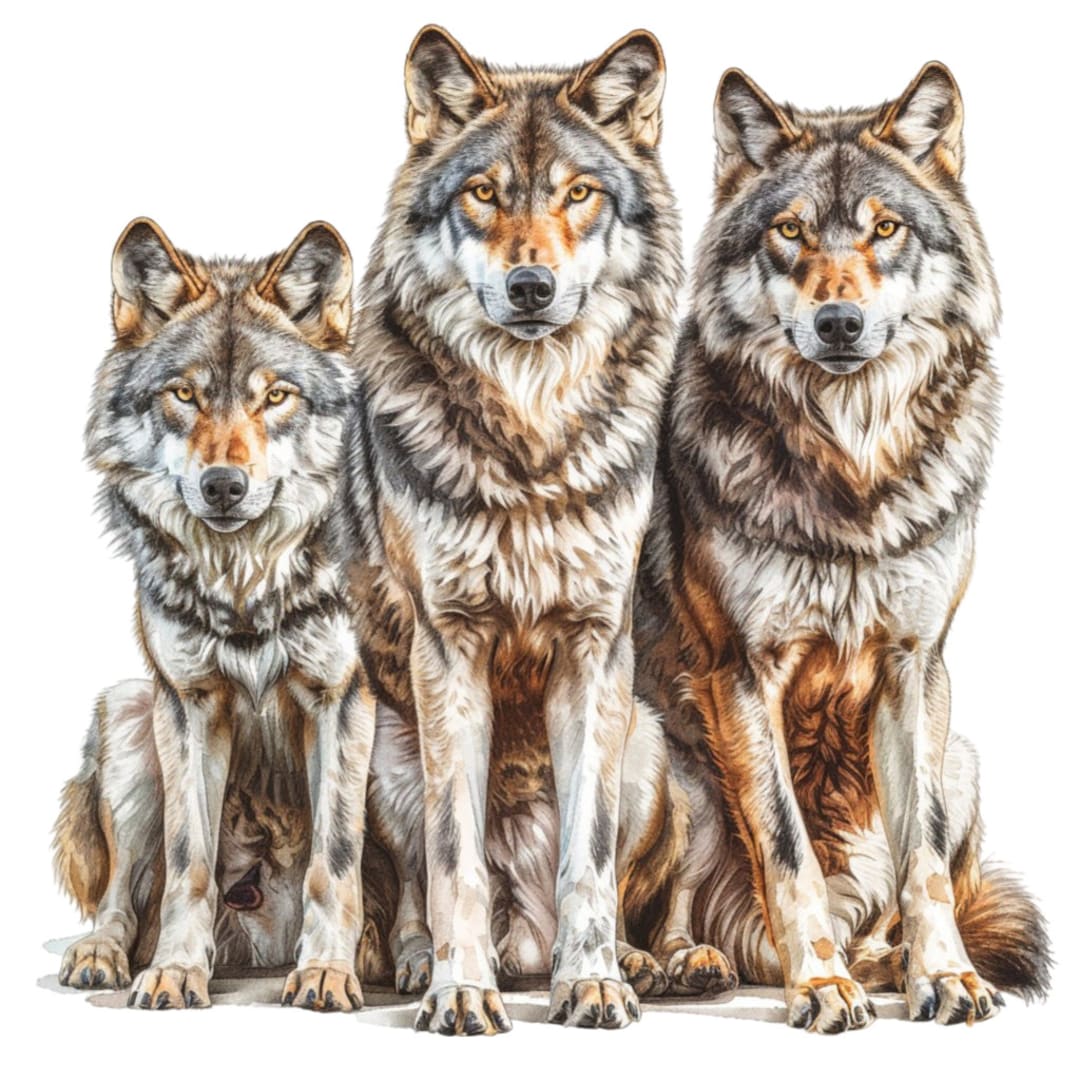 Wolf Pack Clipart Bundle, 12 High-quality JPG, Craft Art, Card Making ...