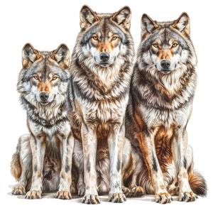 Wolf Pack Clipart Bundle, 12 High-quality JPG, Craft Art, Card Making ...