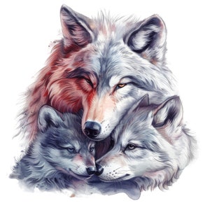 16 Wolf With Pups Clipart Bundle, 16 High-quality JPG, Craft Art, Card ...