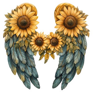 15 Angel Wings Sunflower Flower 15 Clipart Bundle, Transparent PNG ...