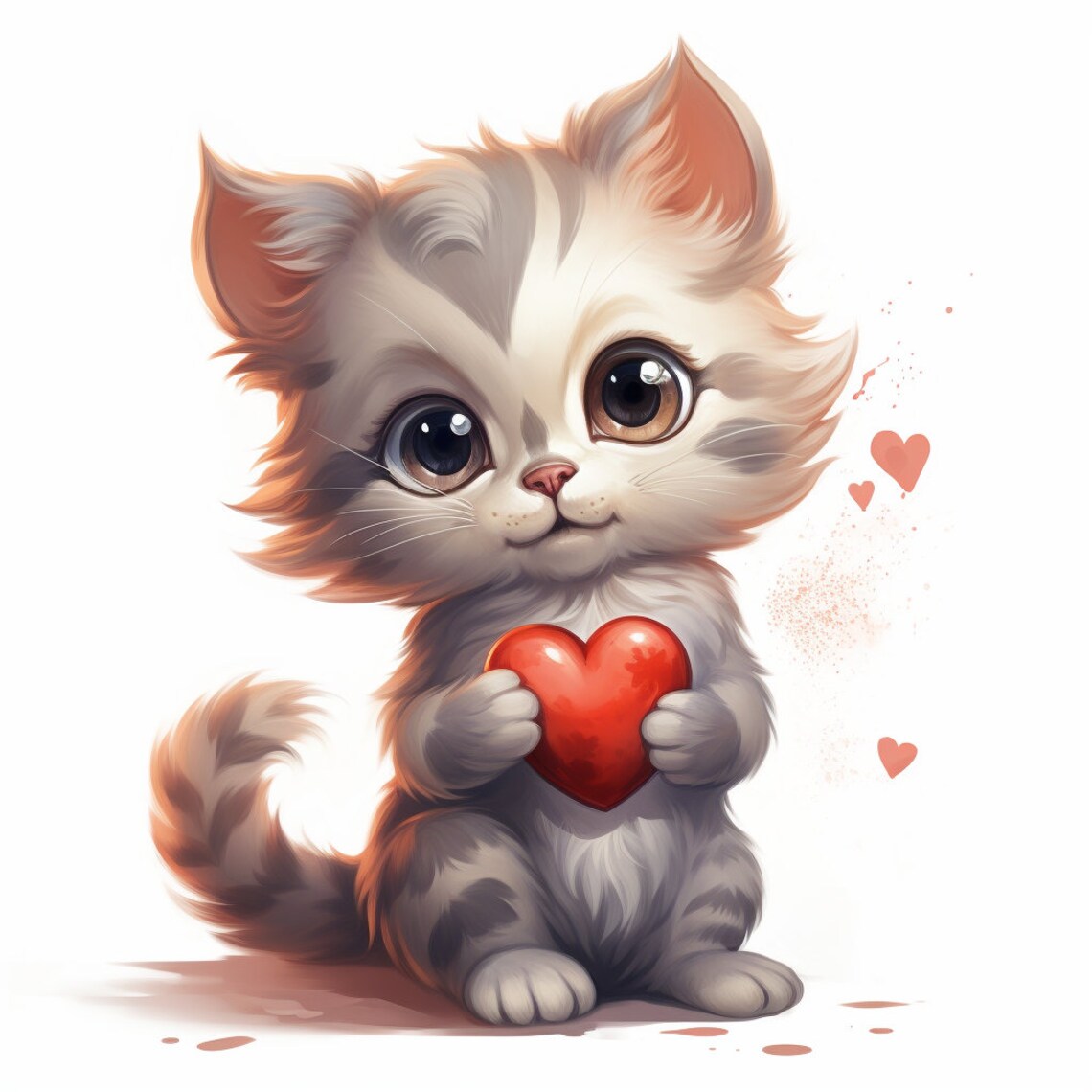 12 Valentine Kitten Clipart Bundle, High-quality JPG, Craft Art, Card ...