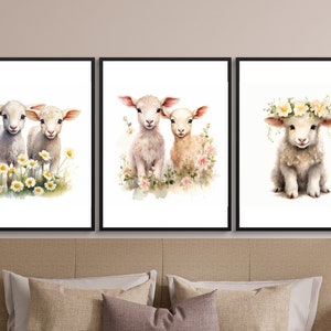 14 Lamb W Flowers Friends Clipart Bundle, High-quality JPG, Nursery Art ...