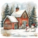 16 Winter Farm House With Snowman Clipart Bundle, 16 High-quality JPG ...