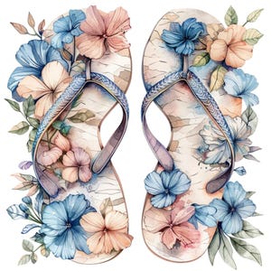 Flip Flops With Flowers Clipart Bundle, 16 High-quality JPG, Craft Art ...