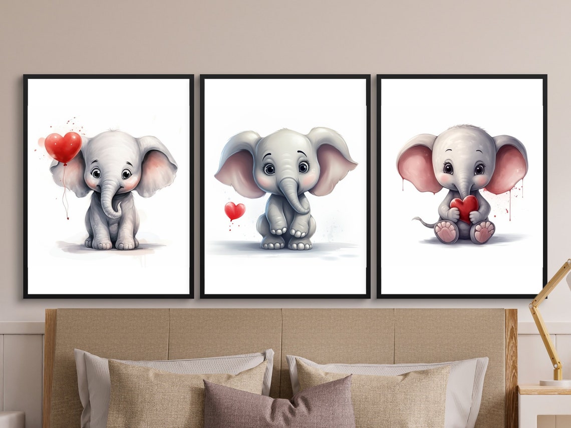 12 Valentine Elephant Clipart Bundle, High-quality JPG, Craft Art, Card ...