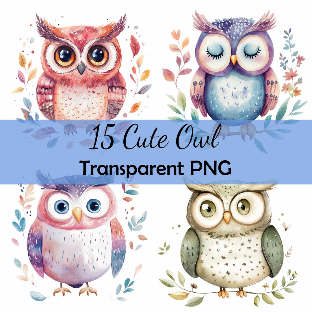 16 Cute Owl Boho Illustration Clipart Bundle, Transparent PNG Download ...