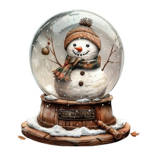 Snowman in a Snow Globe Clipart Bundle, 16 High-quality JPG, Craft Art ...