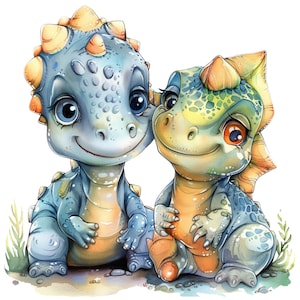 Cute Dinosaur Friends Clipart Bundle, 14 High-quality JPG, Craft Art ...