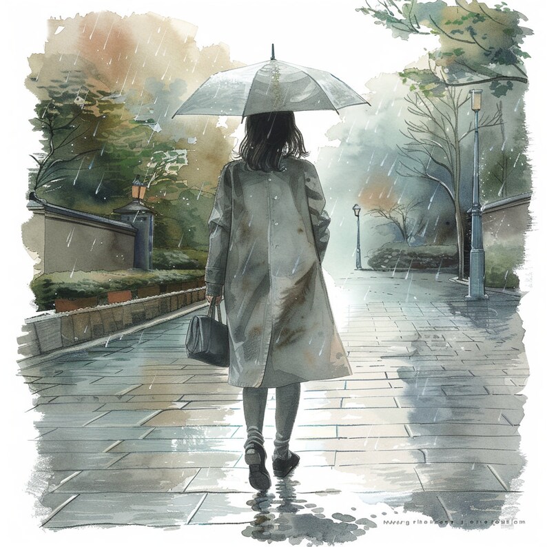 16 Woman Walking in the Rain Clipart Bundle,16 High-quality JPG, Craft ...