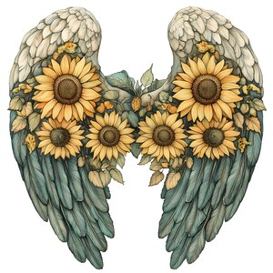15 Angel Wings Sunflower Flower 15 Clipart Bundle, Transparent PNG ...