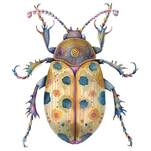 16 Folk Art Beetle Clipart Bundle, 16 High-quality JPG, Craft Art, Card ...