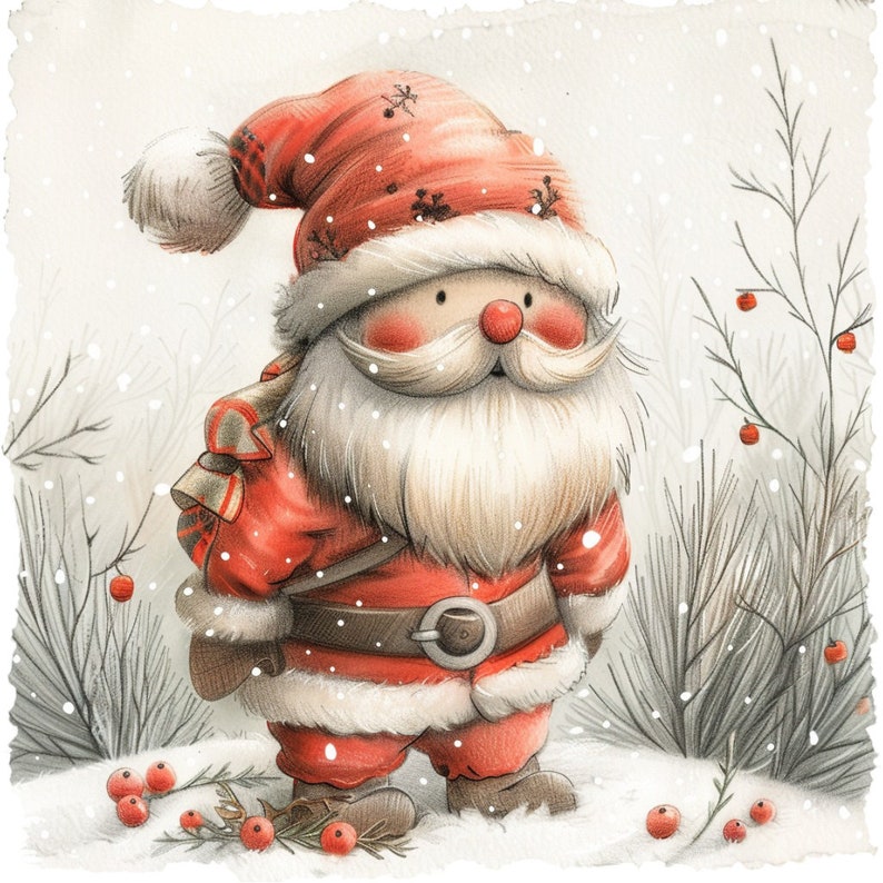 16 Santa at Christmas Time Clipart Bundle, 16 High-quality JPG, Craft ...