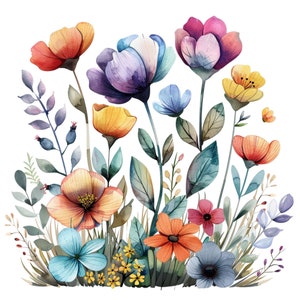 Rainbow Color Flowers Clipart Bundle, 16 High-quality JPG, Craft Art ...