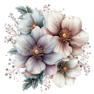 Abstract Glitter Shimmer Flowers Clipart Bundle, 16 High-quality JPG ...