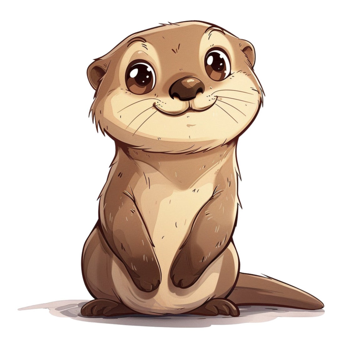 Cute Quirky Cartoon Otter Clipart Bundle, 16 High-quality JPG, Craft ...