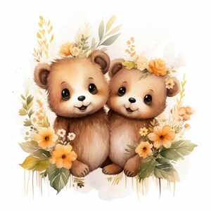 14 Bear Friends Clipart Bundle, High-quality JPG, Nursery Art, Card ...