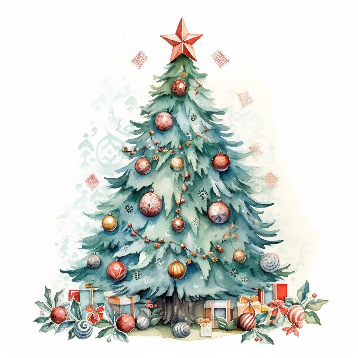 12 Boho Christmas Tree Clipart Bundle, High-quality JPG, Nursery Art ...