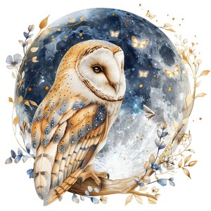 Owl and Moon Celestial Clipart Bundle, 16 High-quality JPG, Craft Art ...