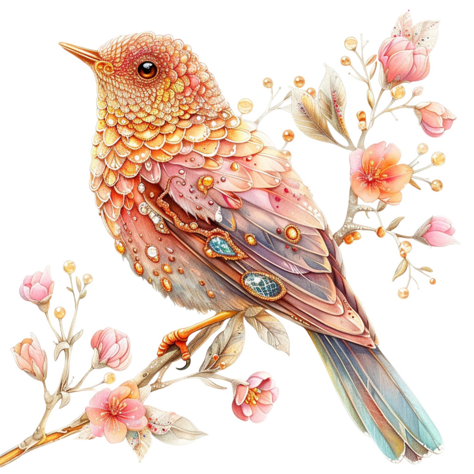 16 Bird Made of Gold and Jewels Clipart Bundle, 16 High-quality JPG ...