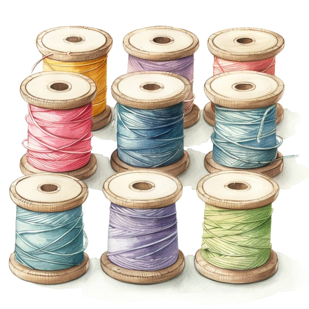 Spools of Thread Sewing Clipart Bundle, 16 High-quality JPG, Craft Art ...