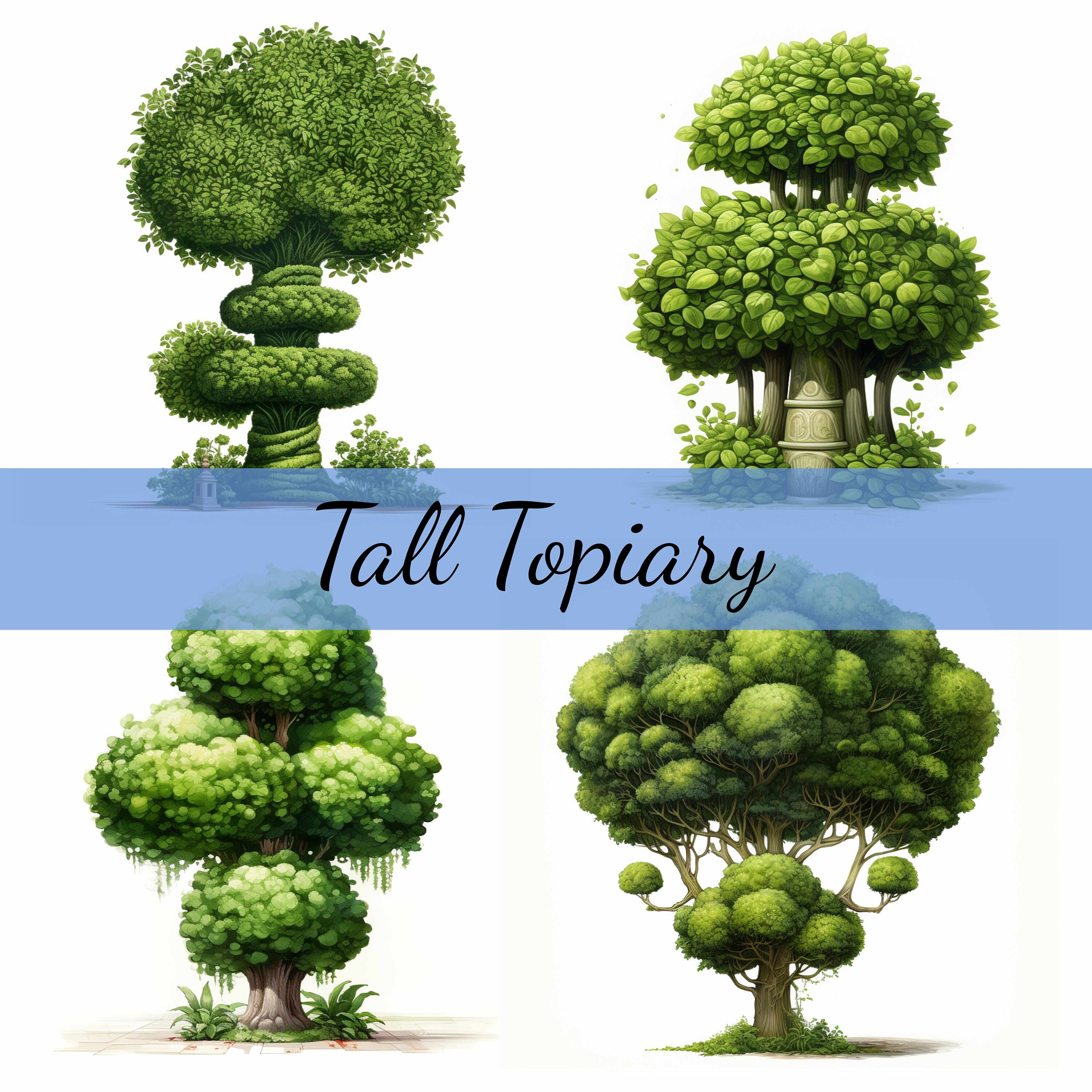 Tall Topiary Clipart Bundle, High-quality JPG, Craft Art, Card Making ...