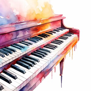 Watercolor Piano Keys Clipart Bundle, High-quality JPG, Craft Art, Card ...