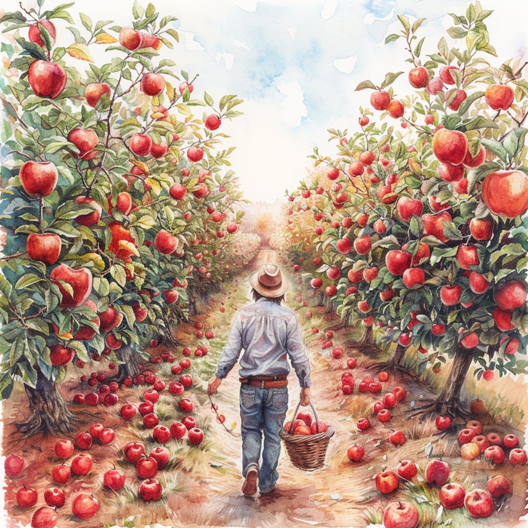 Apple Orchard Picking Clipart Bundle, 12 High-quality JPG, Craft Art ...