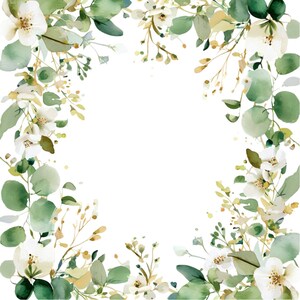 White Flower Wreath Frames Clipart Bundle, 16 High-quality JPG, Craft ...