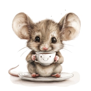 14 Cute Mouse Drining Teac Coffee Clipart Bundle, 14 High-quality JPG ...