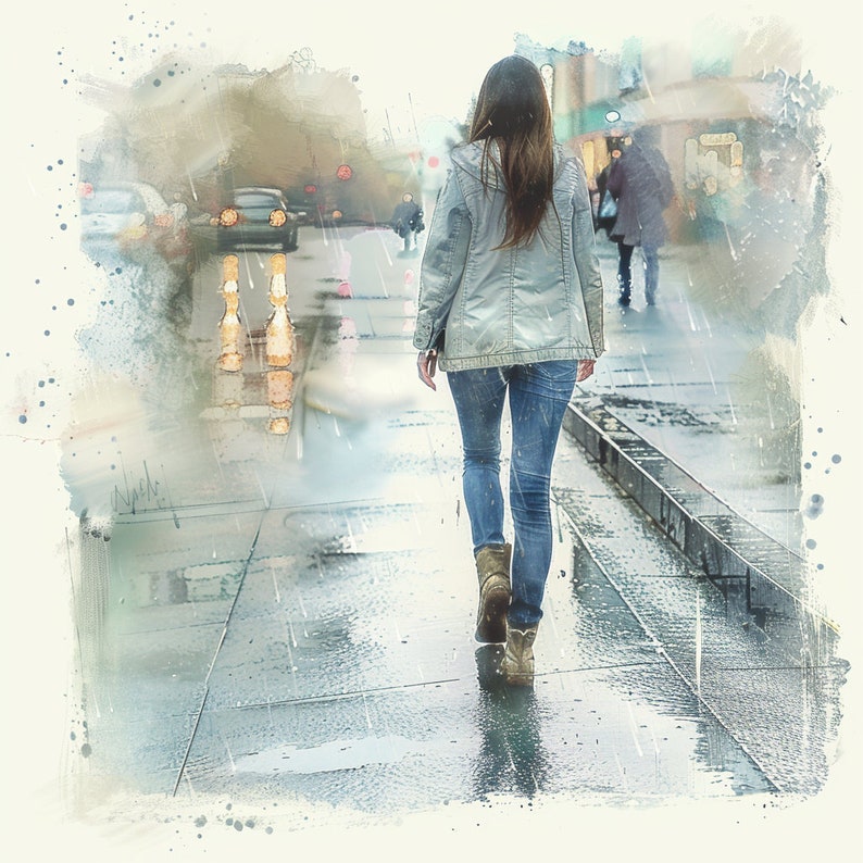 16 Woman Walking in the Rain Clipart Bundle,16 High-quality JPG, Craft ...