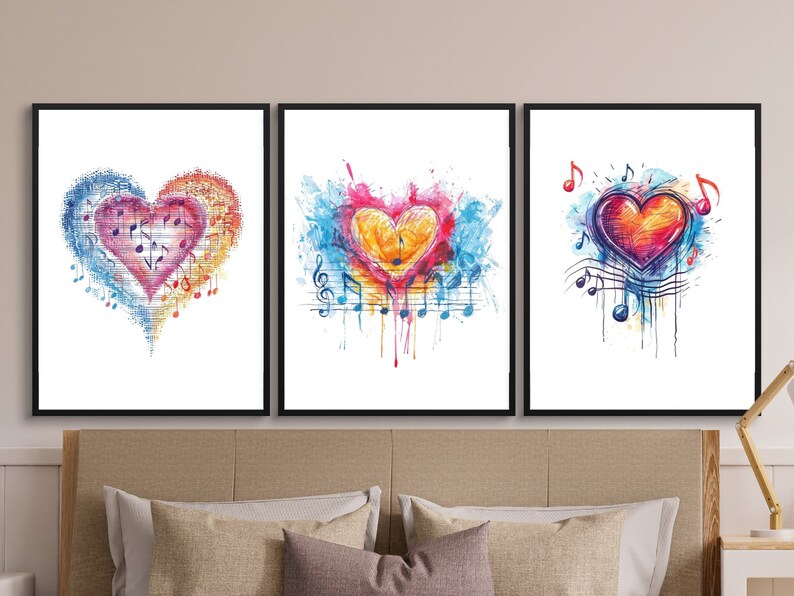 Hearts and Music Notes Love Clipart Bundle, 15 High-quality JPG, Craft ...