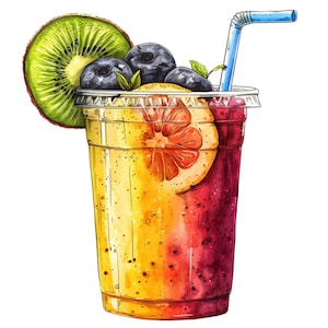 16 Fruit Smoothies Clipart Bundle, High-quality JPG, Craft Art, Card ...