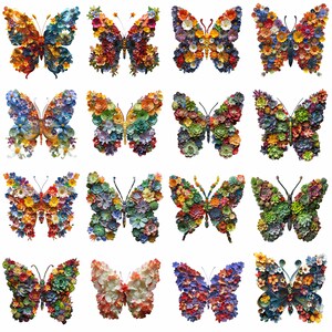 Butterfly Flower Floral Clipart Bundle,16 High-quality JPG, Craft Art ...