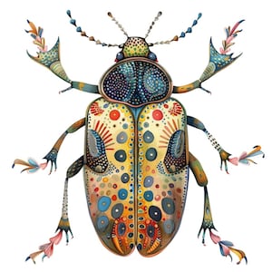 16 Folk Art Beetle Clipart Bundle, 16 High-quality JPG, Craft Art, Card ...
