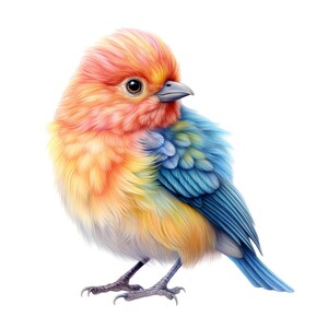 15 Puffy Fluffy Rainbow Birds Clipart Bundle, High-quality JPG, Craft ...