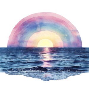 16 Rainbow Over the Ocean Clipart Bundle, 16 High-quality JPG, Craft ...