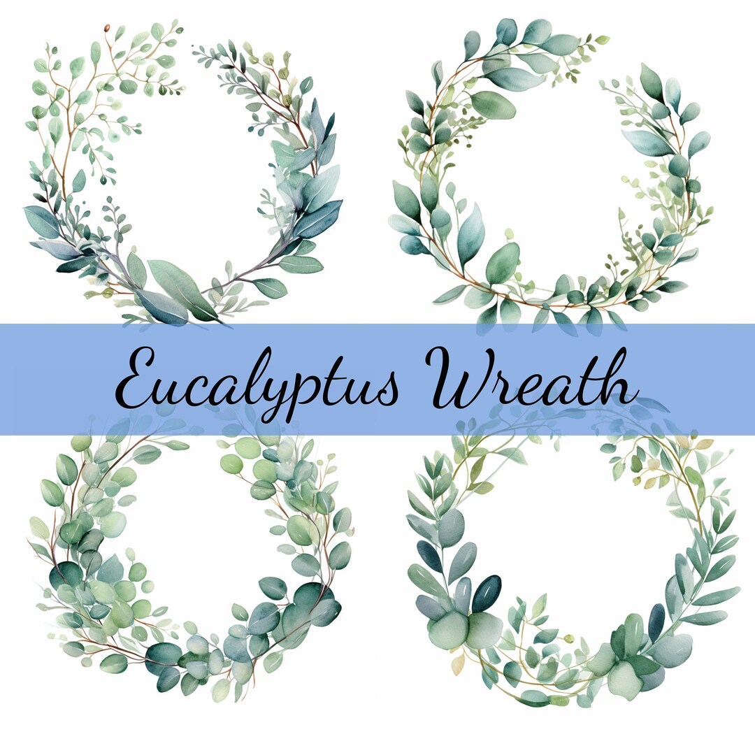 Eucalyptus Leaf Wreaths Clipart Bundle, 16 High-quality JPG, Craft Art ...