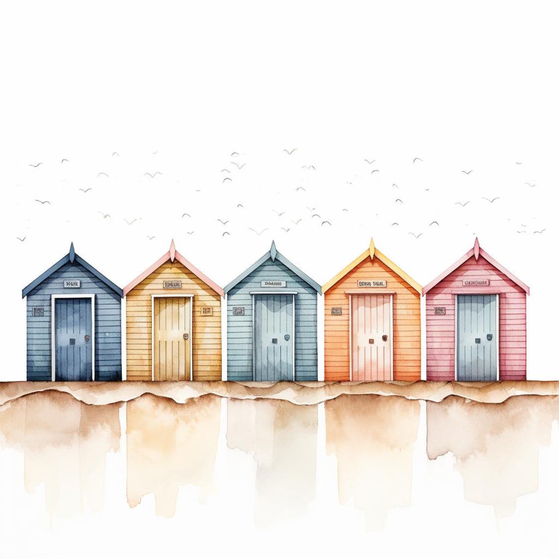 16 Beach Huts Clipart Bundle, High-quality JPG, Craft Art, Card Making ...