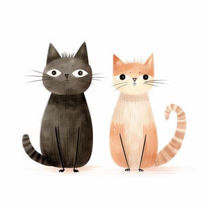 12 Quirky Cats and Friends Clipart Bundle, JPG, Card Making, Clip Art ...