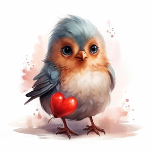 16 Valentine Robin Bird Clipart Bundle, High-quality JPG, Craft Art ...