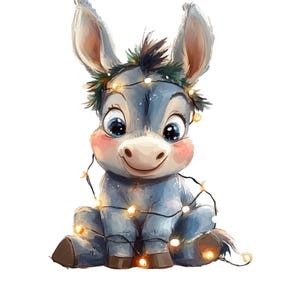12 Donkey W Christmas Lights Clipart Bundle 12 Transparent PNG Download ...