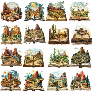 16 Open Book With Wild West Southwest Clipart Bundle, High-quality JPG ...