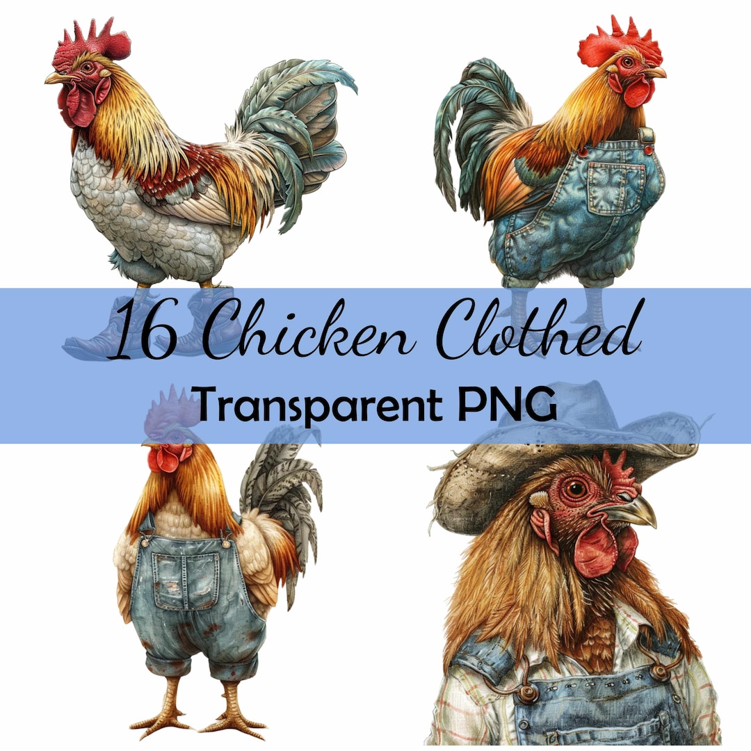 16 Rooster Chicken Boots Overalls Cowboy Hat 16 Clipart Bundle ...